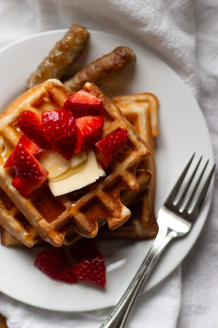 Crispy Overnight Sourdough Waffles - letsmakesourdough.com